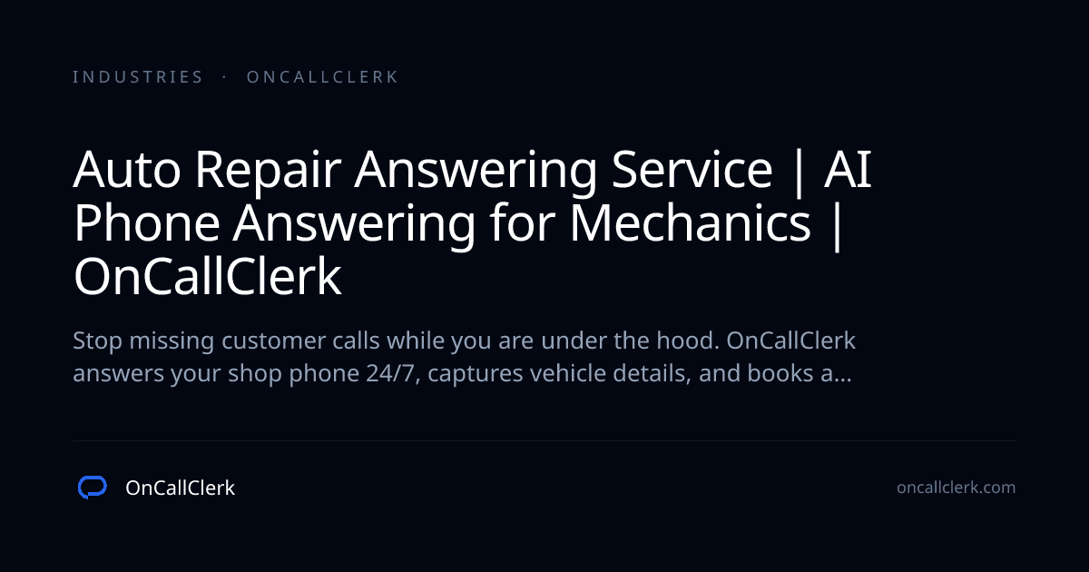Auto Repair Answering Service | AI Phone Answering for Mechanics ...